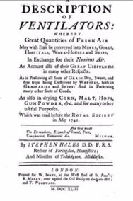Fig 3. Stephen Hales. A description of Ventilators, London 1743